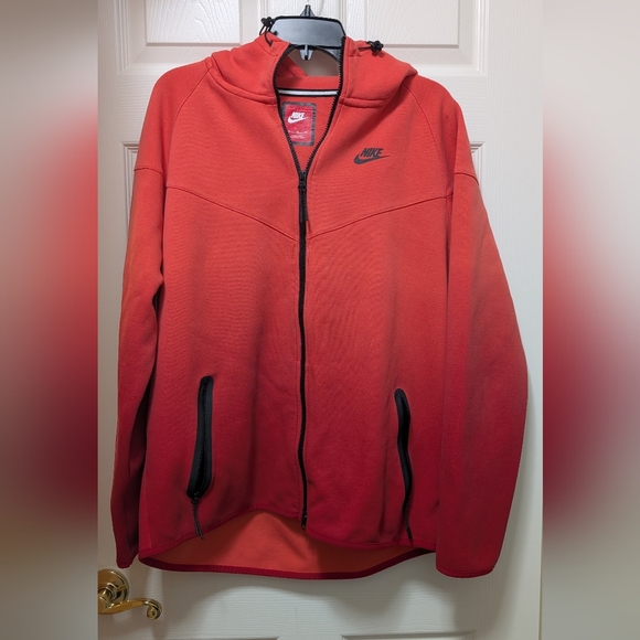 Nike | Sweaters | Nike Tech Fleece Red Faded Hooded Windrunner Jacket ...